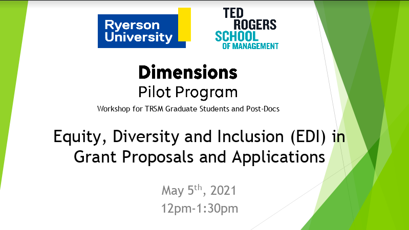 TRSM Grad/PDF Grant Workshop - Dimensions Program - Toronto ...