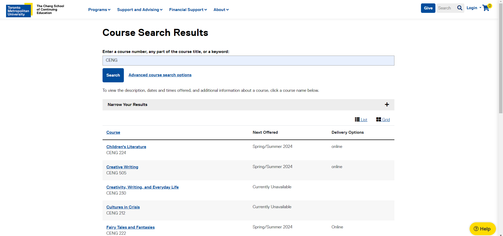 Chang School Information - English - Toronto Metropolitan University (TMU)