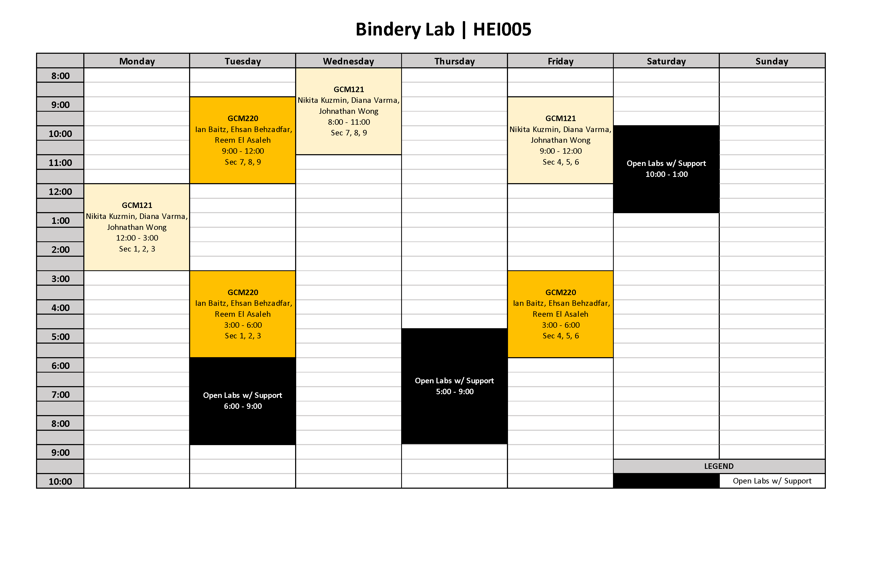 Lab Schedule - Graphic Communications Management - Toronto Metropolitan ...