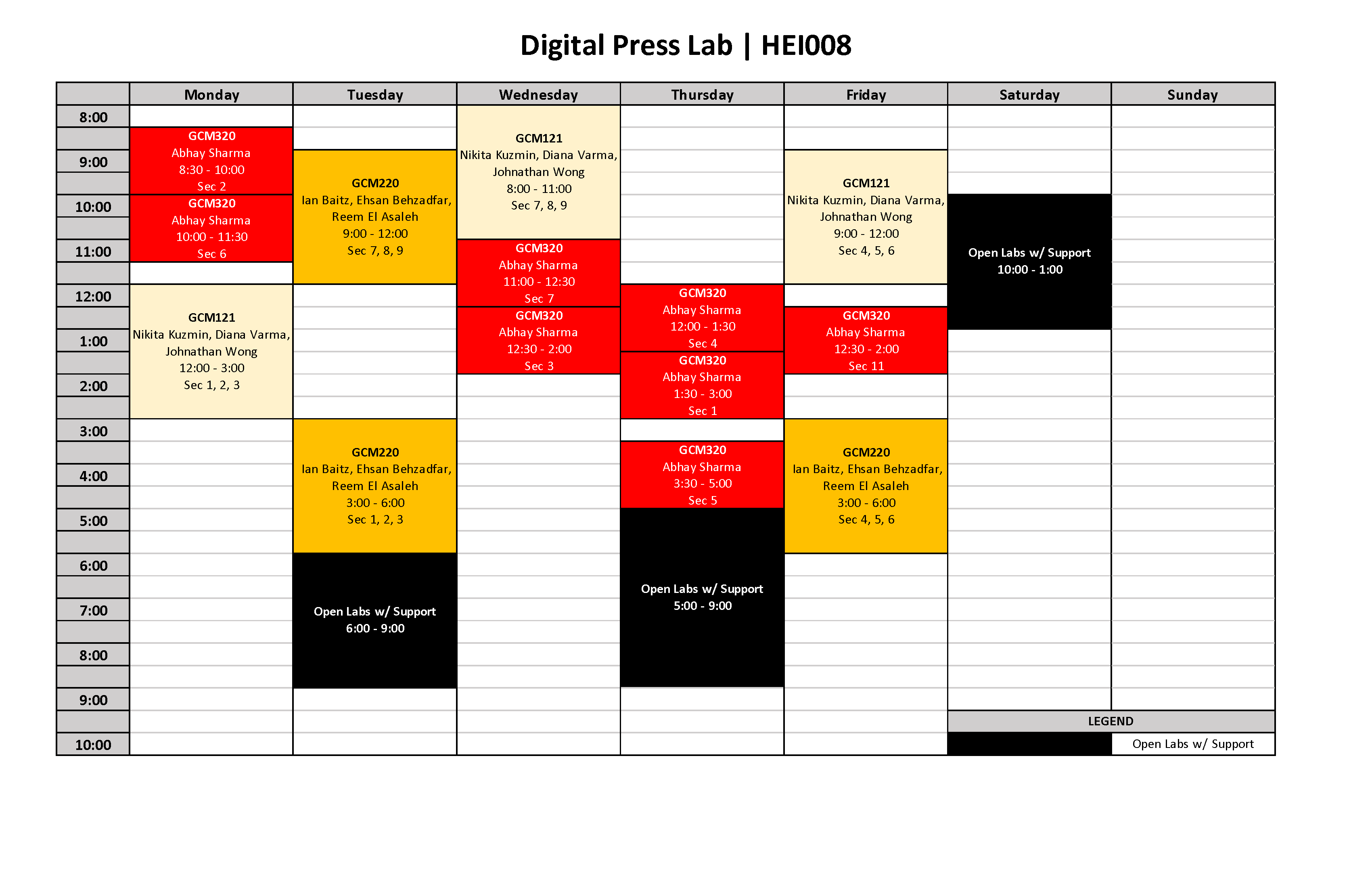 Lab Schedule - Graphic Communications Management - Toronto Metropolitan ...
