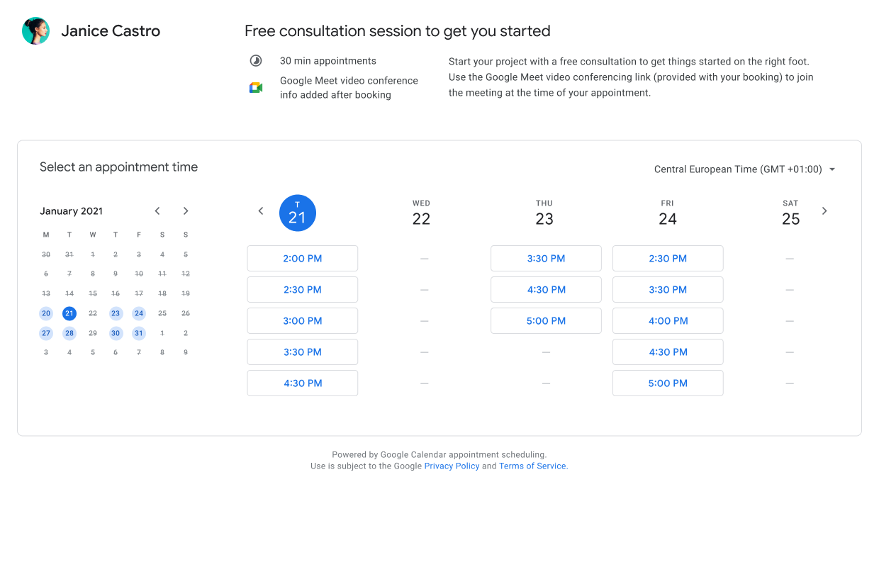 Appointment Schedule in Google Calendar - Google Workspace - Toronto ...