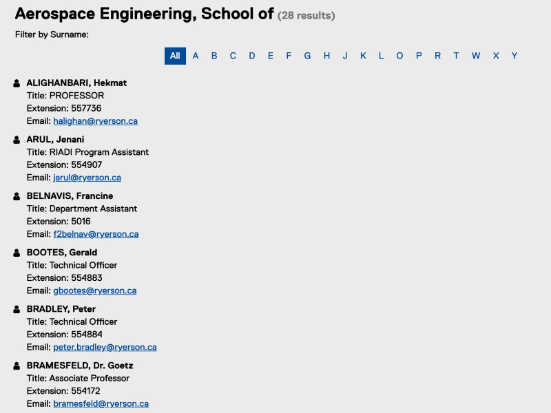 Department Contact List - Web Support - Toronto Metropolitan University ...