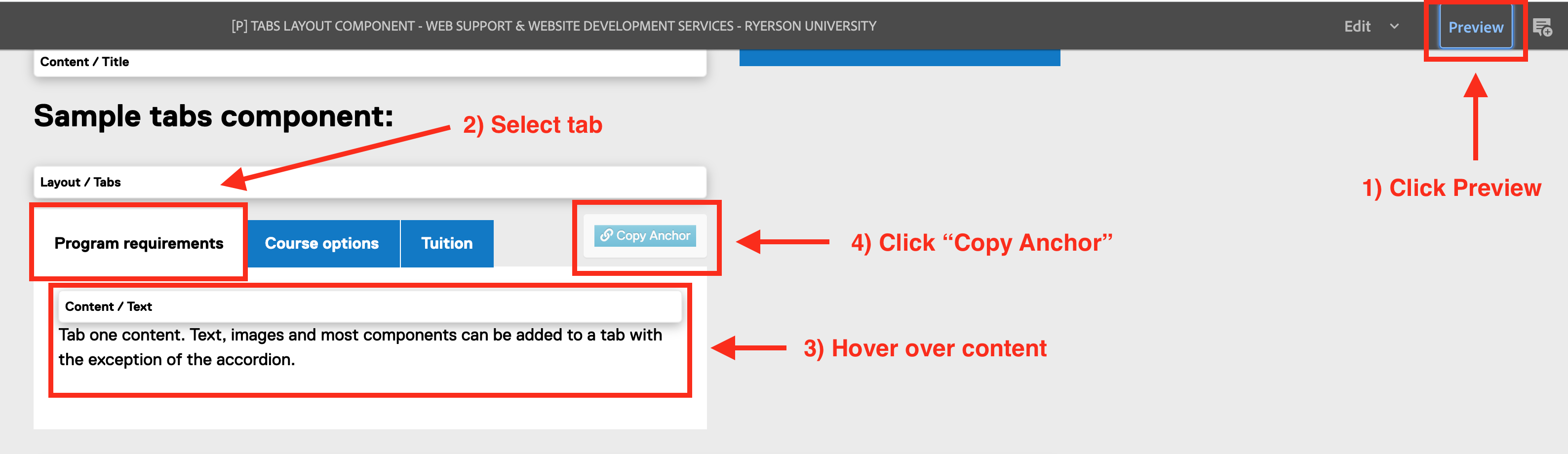 Tabs Layout Component - Web Support - Toronto Metropolitan University